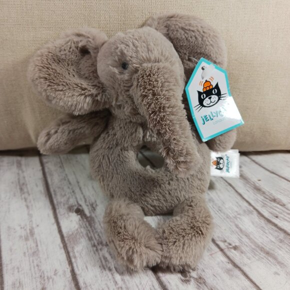 Jellycat | Toys | Jellycat Smudge Elephant Ring Rattle Greige Plush ...
